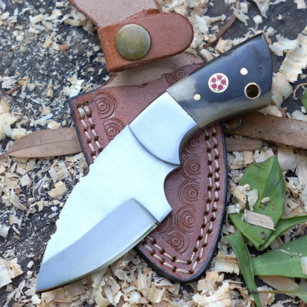 Handmade Mini Skinner Knife - Ram Horn Handle - 5.5" Full Tang Knife ...
