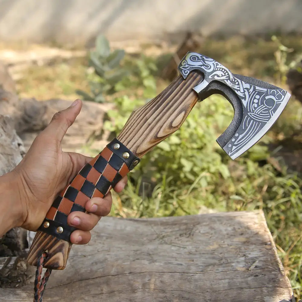 Small Forged Carbon Steel Axe with Ash Wood Shaft Viking Axe 02514 ...